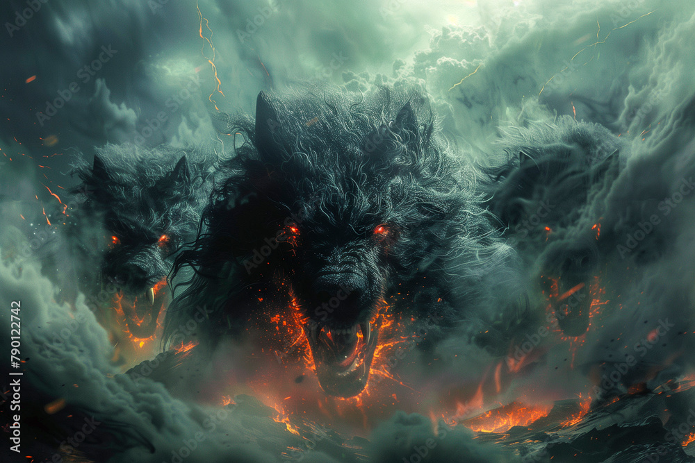 Cerberus the hound that guards the gates to the underworld and hell ...