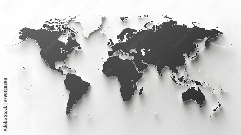 world map with borders and no label on very white background Stock-Foto ...