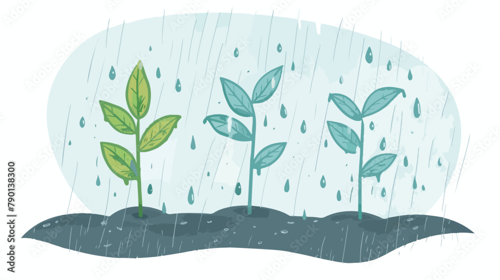 Plant growth in rainy day. Hand drawn style vector de Stock Vector ...