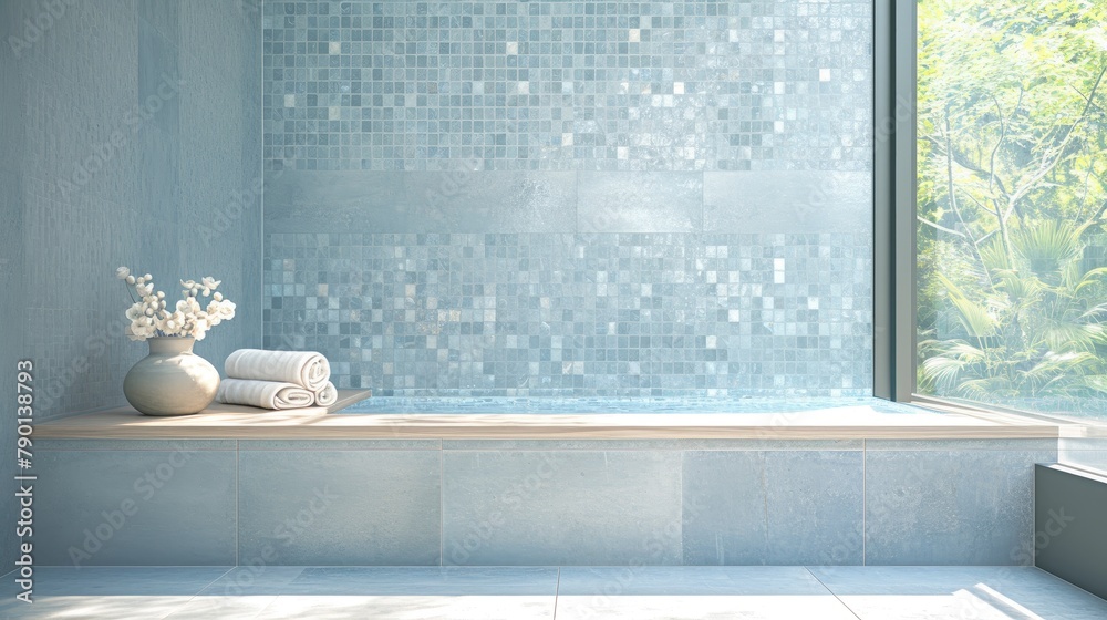 Discover the charm of cartoon inspired blue mosaic tiles adorning both ...