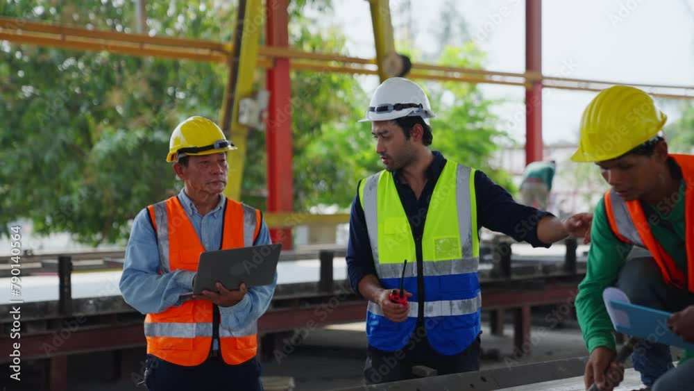 Engineer working in building Construction contractor working on ...