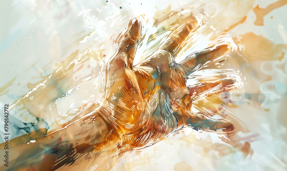 Transform the idea of gesture recognition into a striking watercolor ...