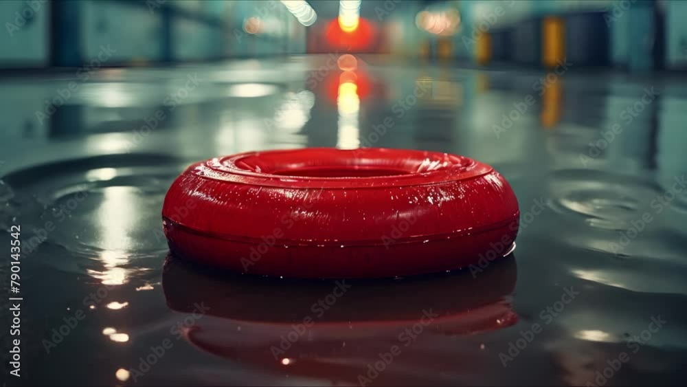 Stable Red Gym Anchor on Glossy Floor - Safety and Minimalism in Focus ...
