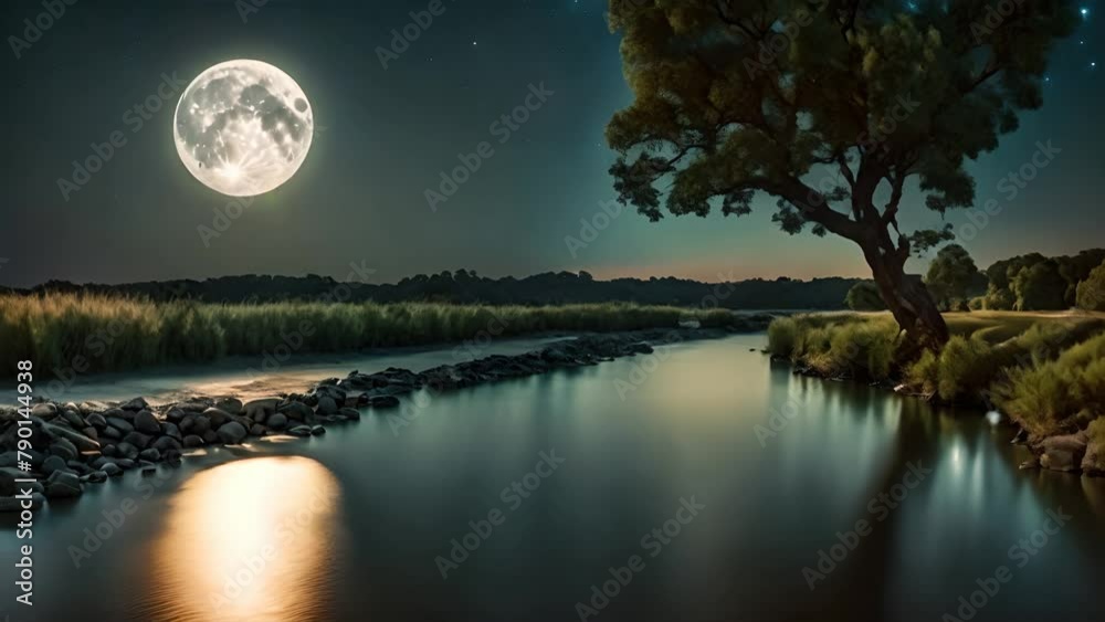 Riverside Moon. A Surreal Fusion of Natural Fantasy and Generative AI ...
