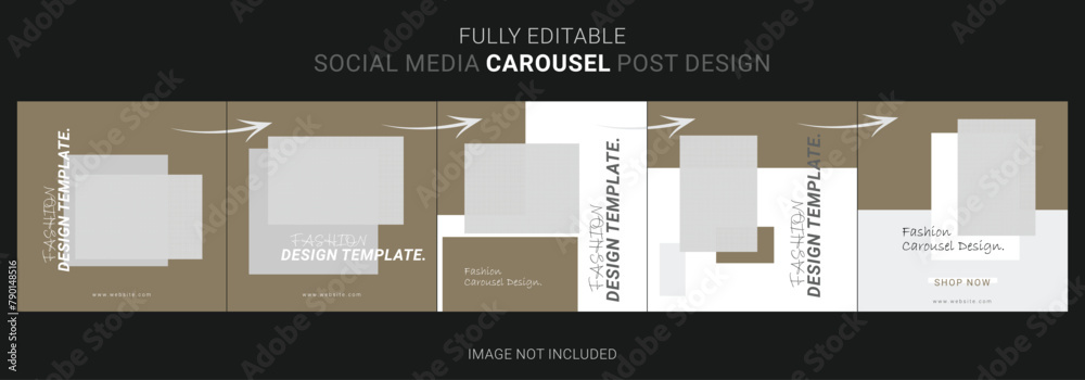 Fashion Microblog carousel slides for social media posts. Six page ...
