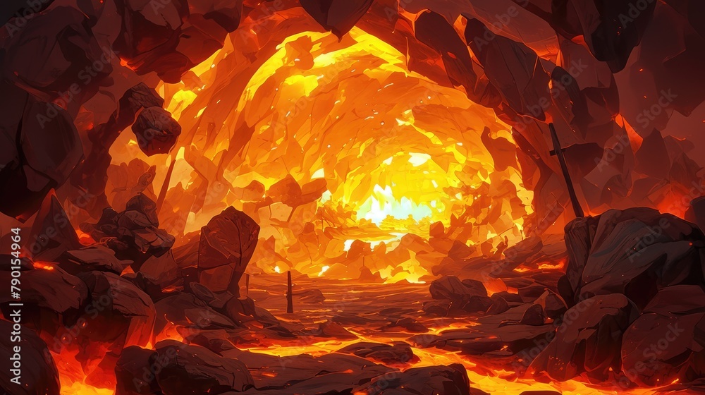 Immerse yourself in a fantastical world where fiery lava flows through ...
