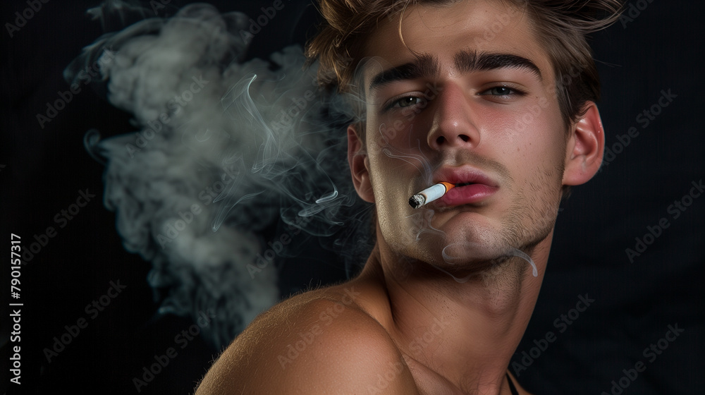 professional studio photo shoot, very attractive tough gay male smoker ...