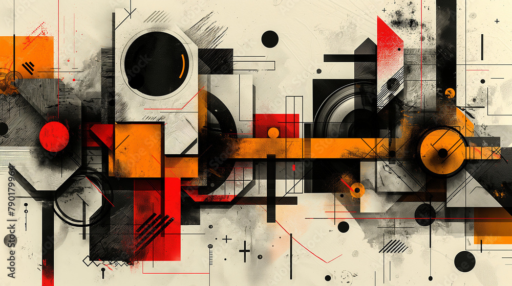 Techno acid music + Rave culture poster design layout with brutalist ...