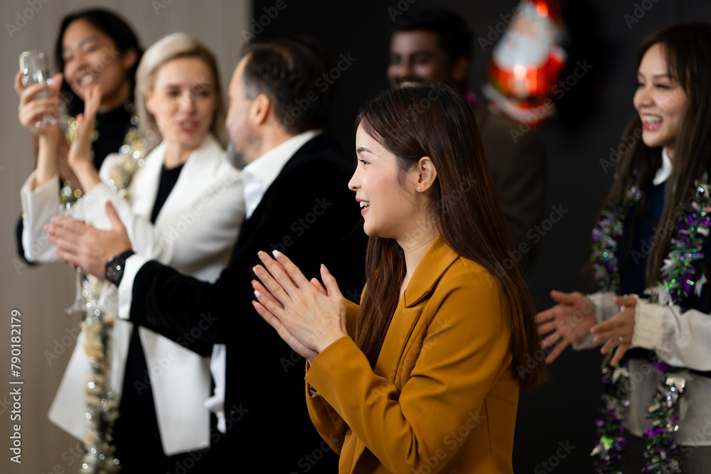 congratulate to achievement - Happy asian woman employees very happy to ...