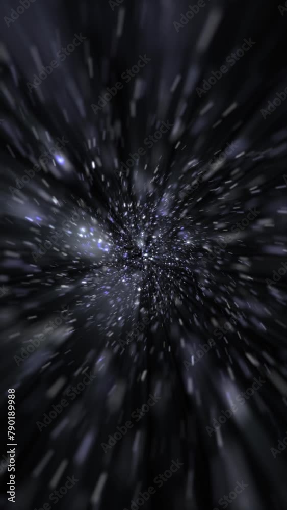 Vertical video - cosmic interstellar hyperspace motion background animation. Flying at warp ...