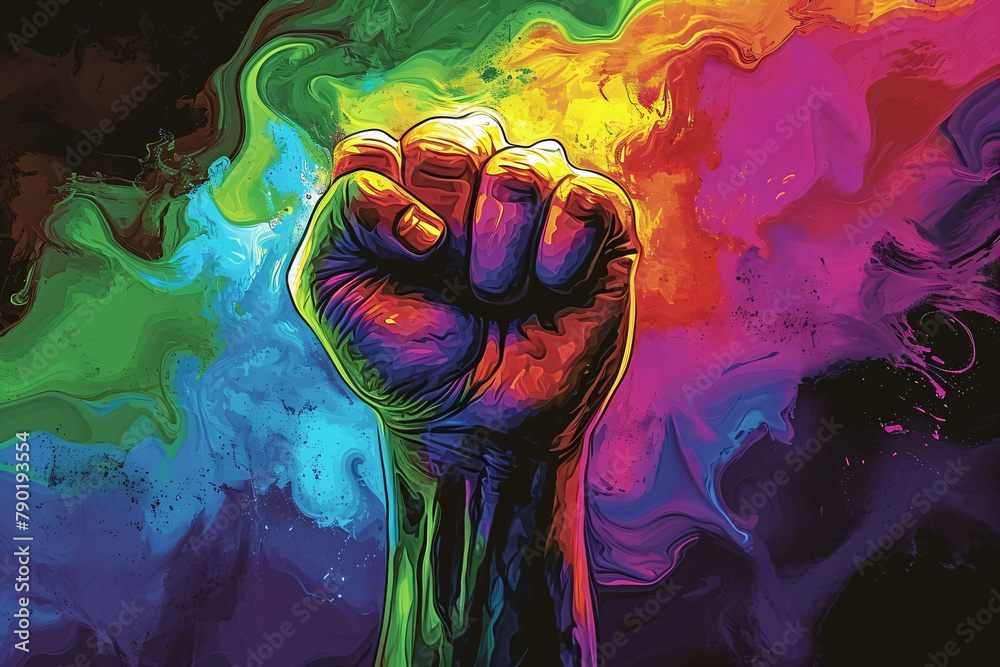 African american man raising fist hand. Juneteenth, Emancipation day ...