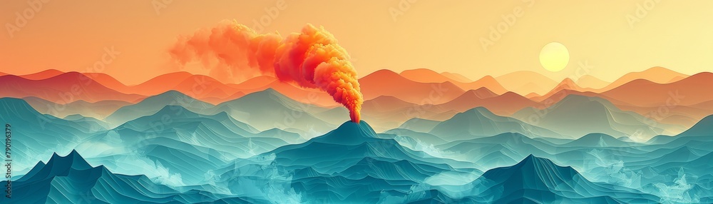 Create a vibrant depiction of geothermal energy vents, simple and ...