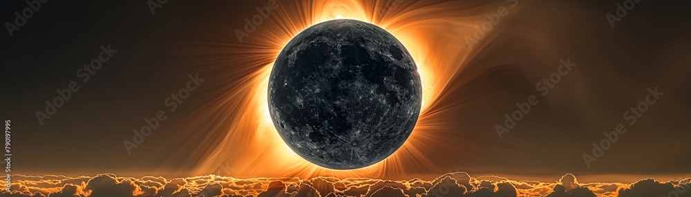 Solar eclipse, ancient prophecy, shadow over destiny, broad darkness ...
