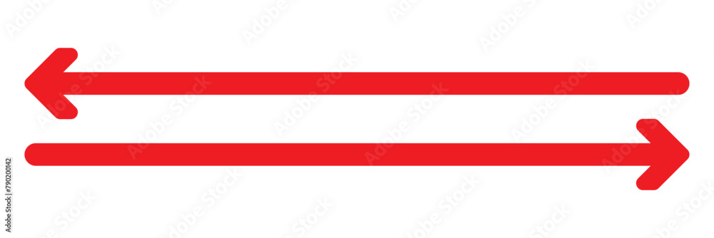 Vetor de Horizontal red long straight arrow signs. Left Right Arrow ...