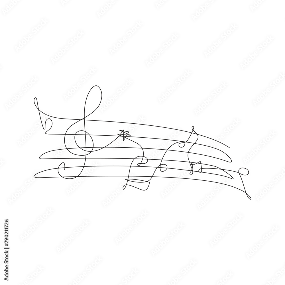 music symbol continuos line design. note continuos line illustration ...