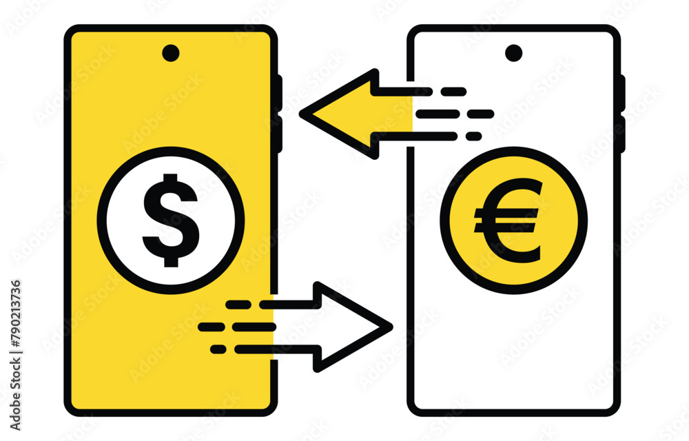 Currency exchange. money conversion. dollar to euro icon concept for ...