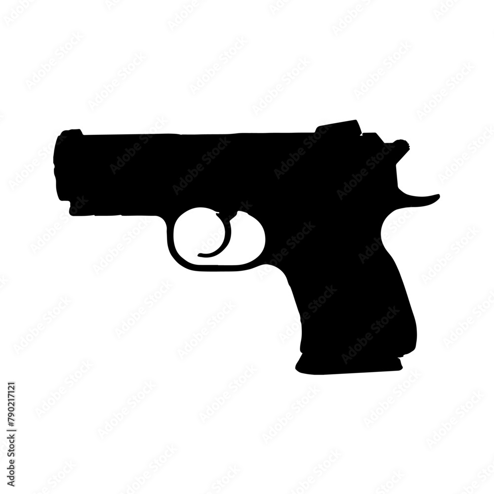 Handgun pistol silhouette vector illustration on white background ...