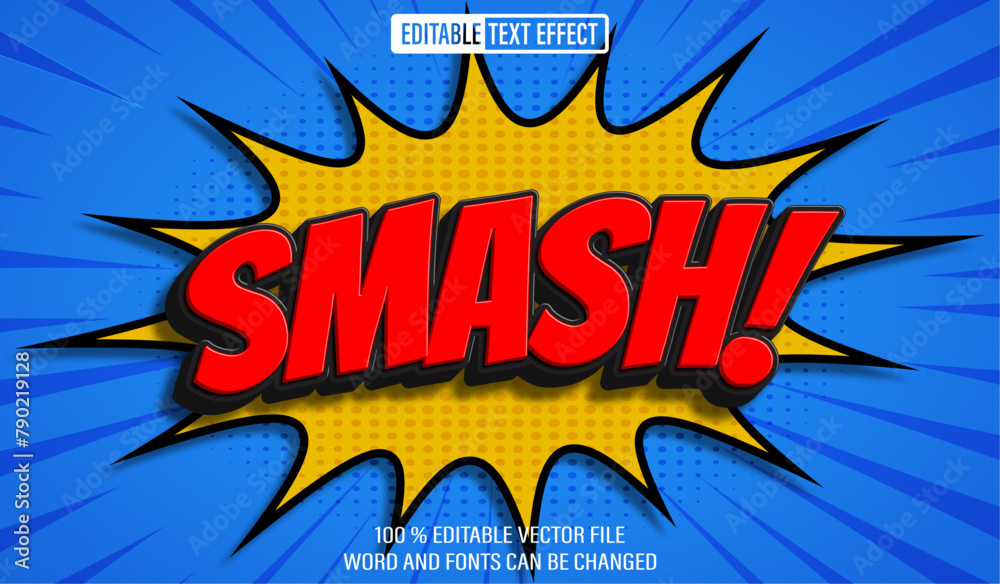 Poster Editable 3d text style effect - Smash Comic Cartoon text effect ...