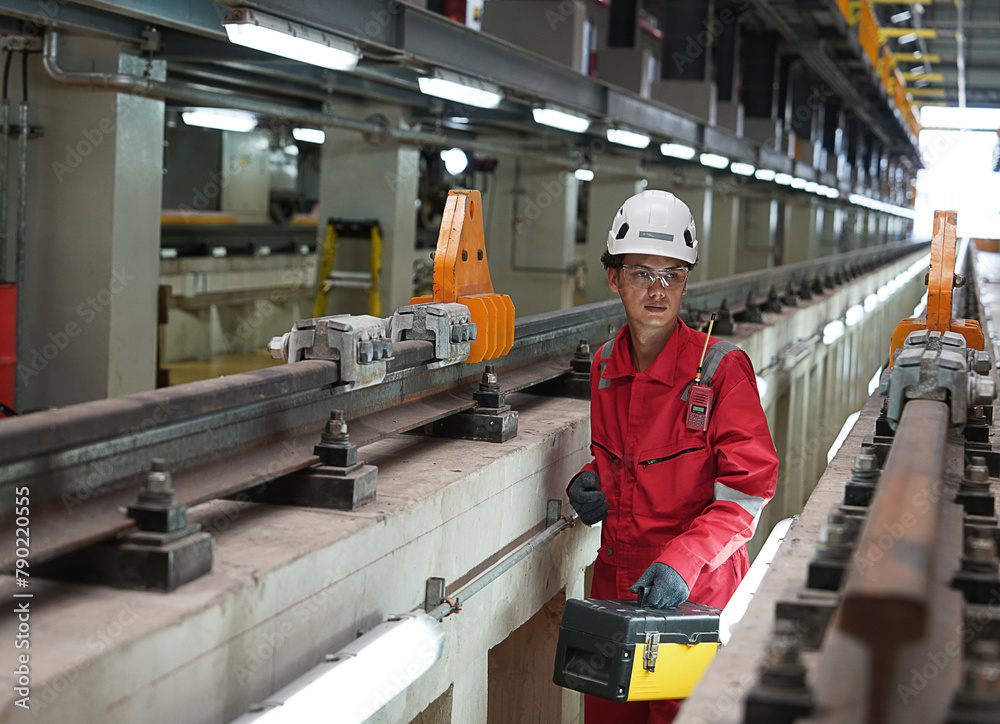 lectric train engineer employees are maintenance technicians, wearing ...