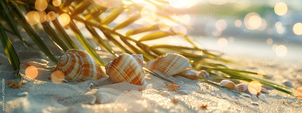 Tropical atmosphere: Palm leaf in the sun on sea background...Holiday ...