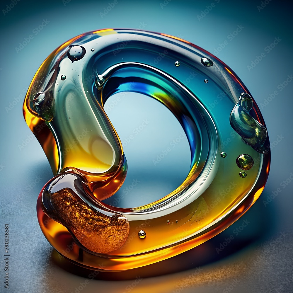 3D letter D uppercase. 3D rendering liquid metal font with drops Stock ...