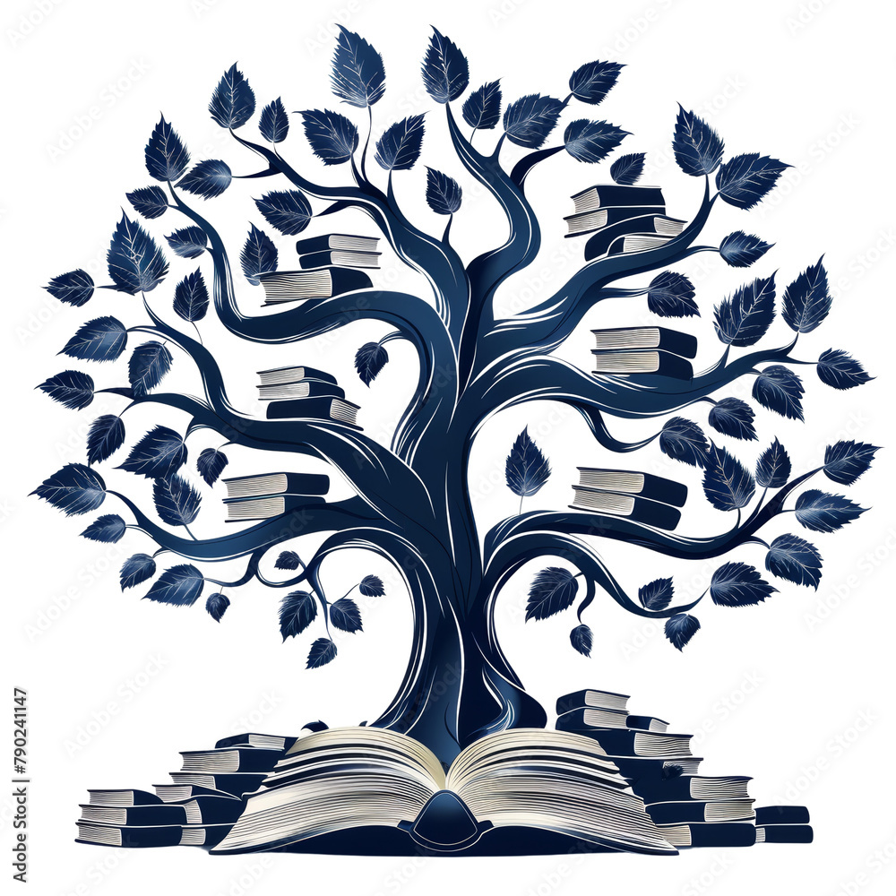 Knowledge tree isolated on white transparent, World book day, PNG Stock ...