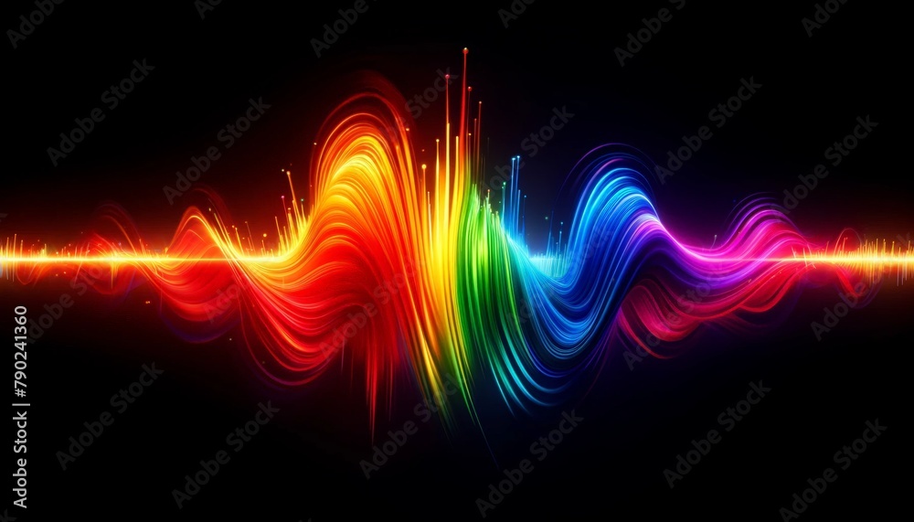 Vibrant Rainbow Sound Waves Dancing in Harmonious Rhythm. A dynamic ...