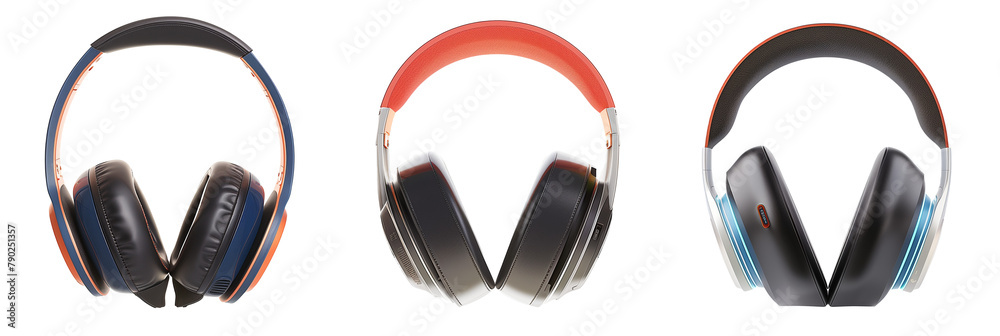 set of different views of headphones integrated with language learning ...