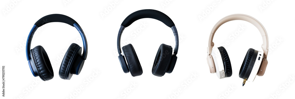 set of different types of modern headphones designed for educational ...