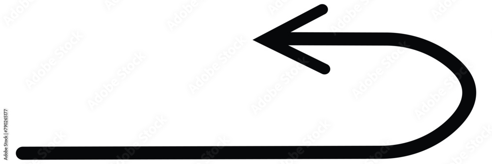 Turned arrow icon, directional arrows, U turn icon vector sign and ...