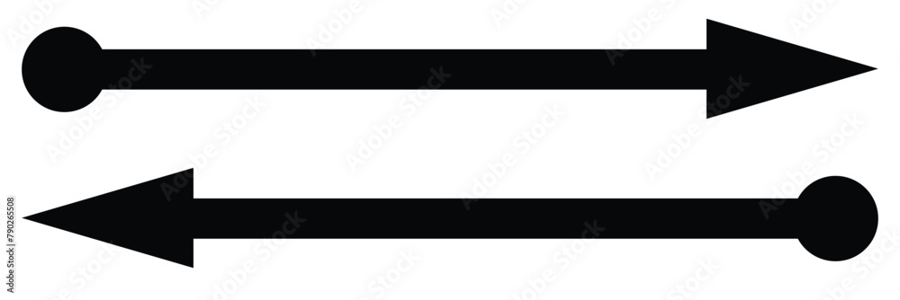 Straight line with point on start and arrow on finish. Symbol of ...