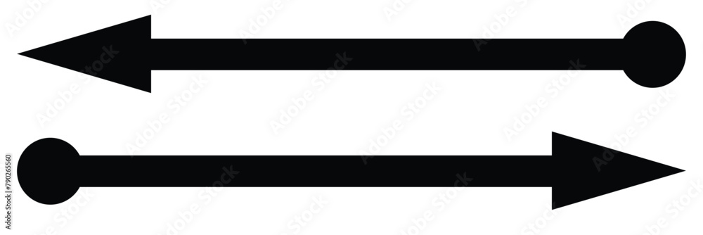 Straight line with point on start and arrow on finish. Symbol of ...