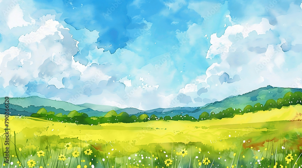Watercolor illustration animation ,Background illustration of a fresh ...