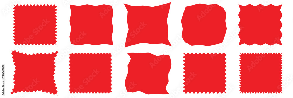 Zig zag edge rectangle shape collection. Jagged rectangular elements ...