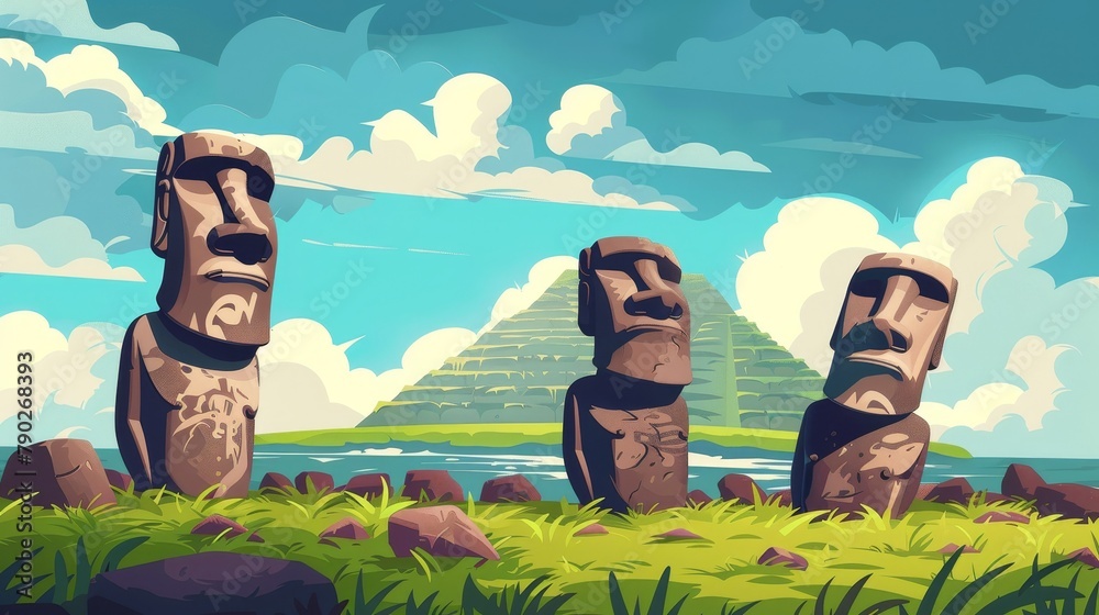 Ilustração do Stock: A modern poster featuring ancient Maya pyramids ...