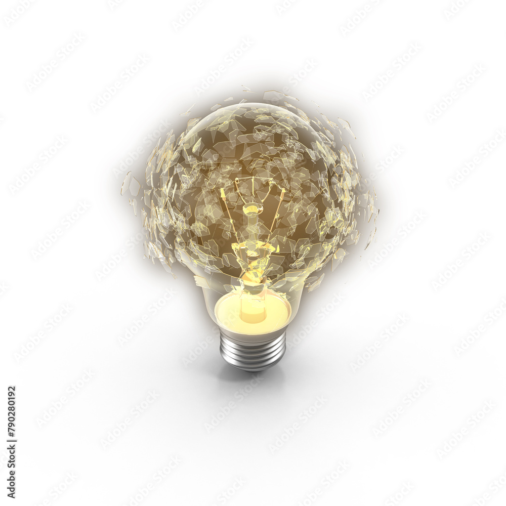 Explosion electric bulb isolated. shot taken at high speed, at the ...