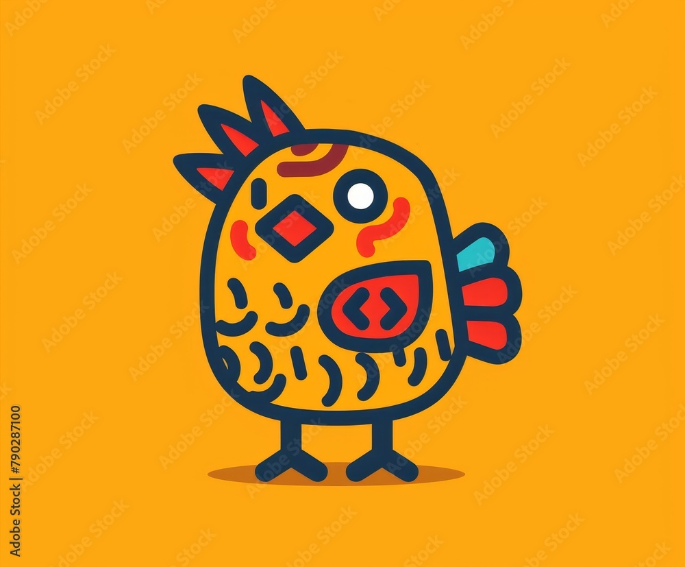 Cute cartoon abstract chicken, minimalistic flat illustration with ...