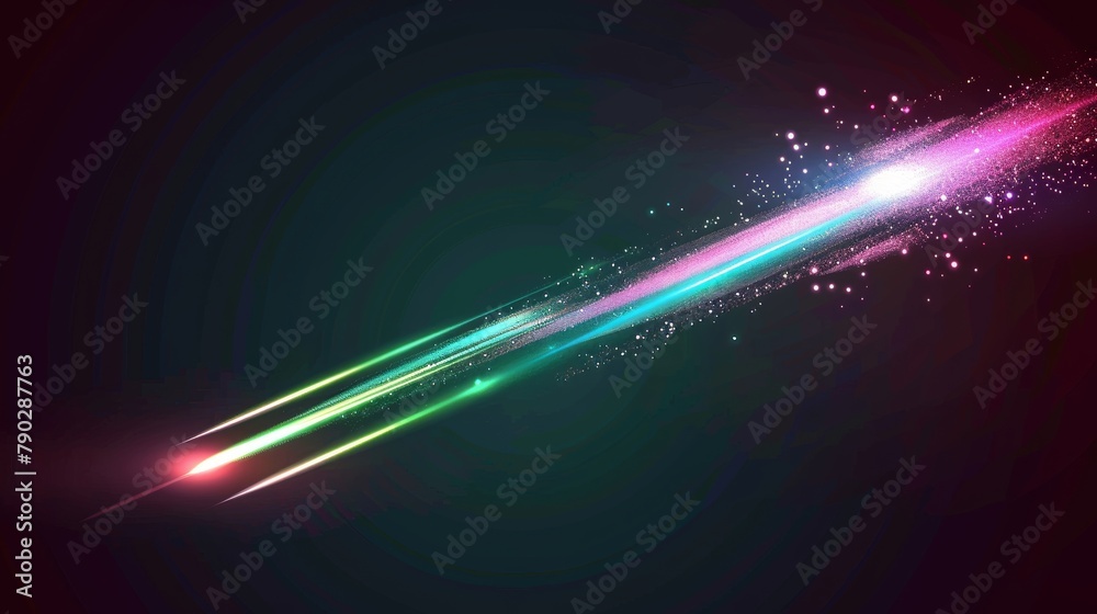 Vfx effect of a falling rocket missile or stars. Modern illustration of ...
