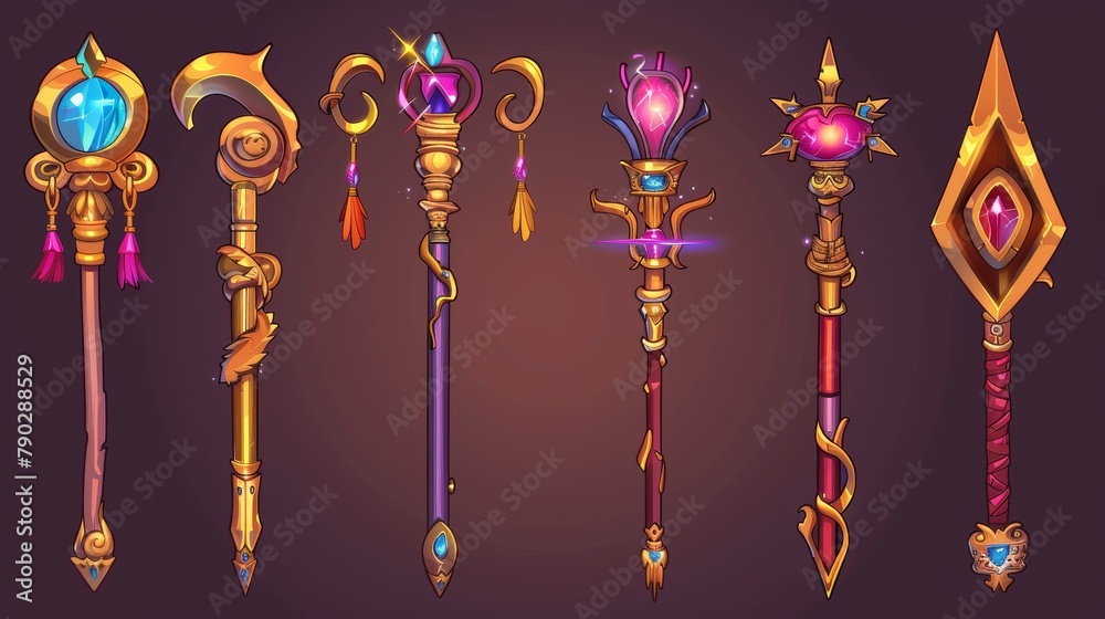 This fantasy scepter was made of metal for the UI design of the game ...