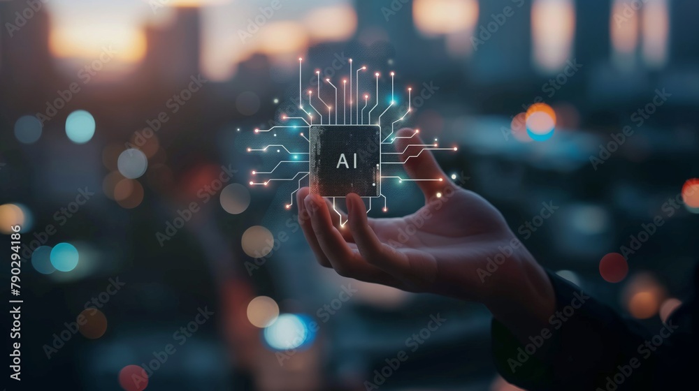 A new powerful AI processor. This picture conveys the idea of ...