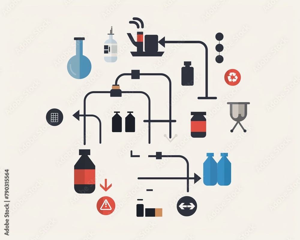 An infographicstyle icon showing a flowchart of a product lifecycle ...