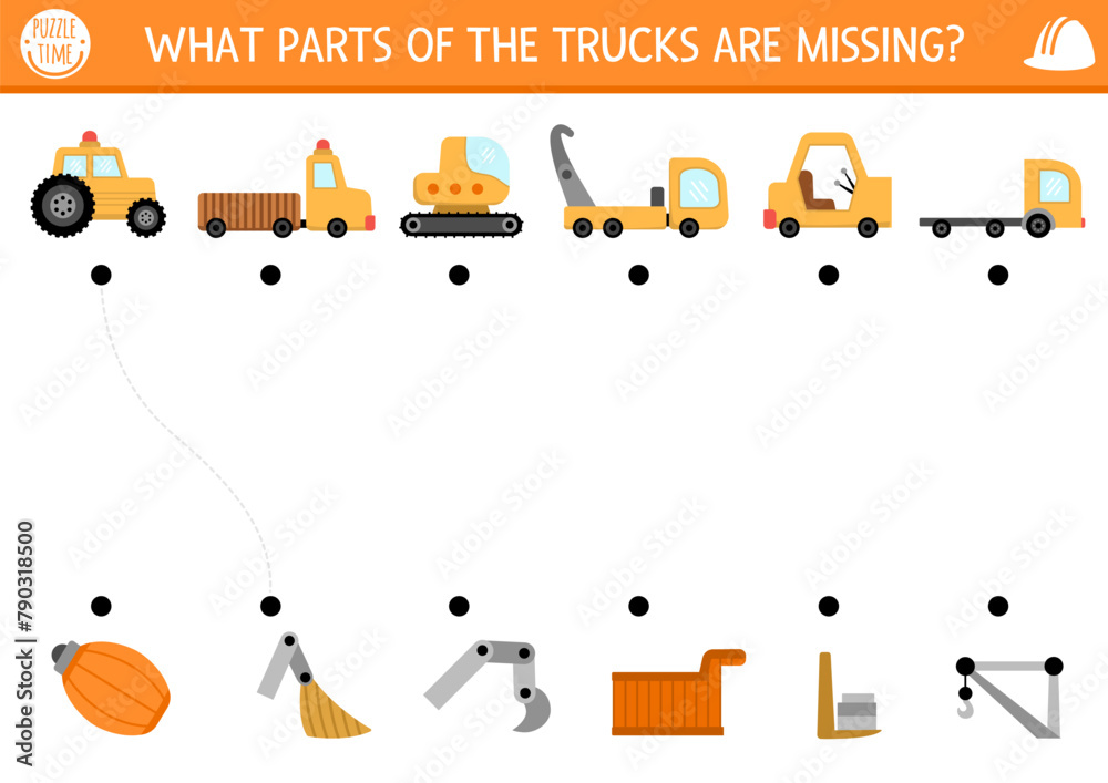 Construction site matching activity with special technics and missing ...