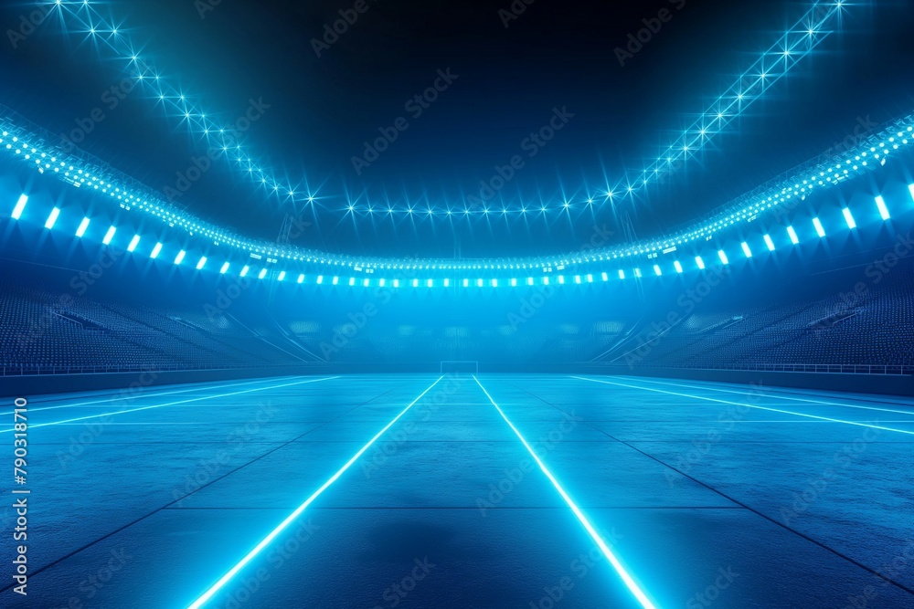 Abstract blue neon stadium background, neon blue background, background ...