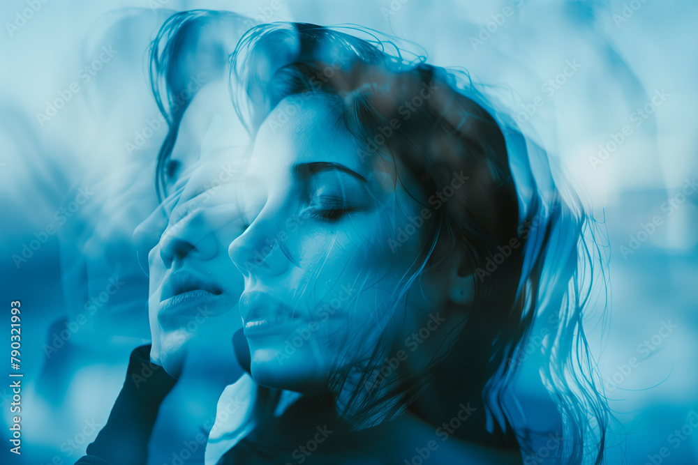 Woman suffering from depression having vertigo, mental health awareness ...