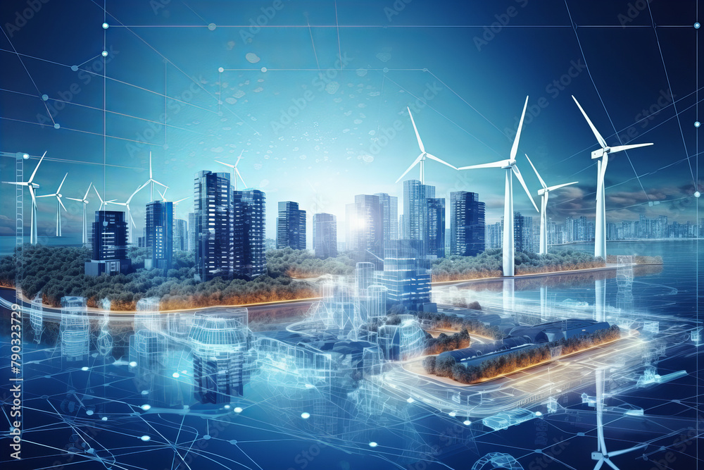 solar cell plant and wind generators in urban area connected to smart ...