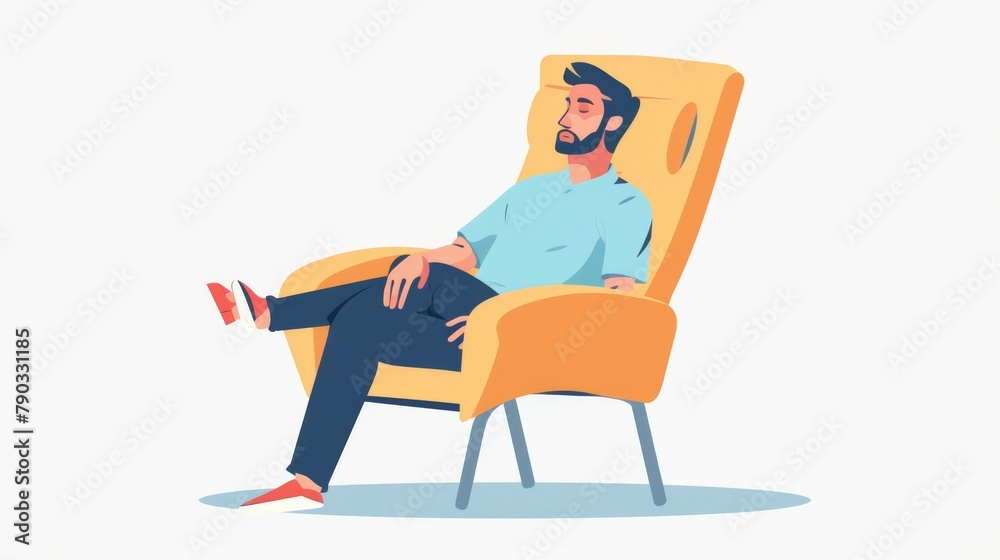 Man reclining on a chair the image should be a flat style animation ...