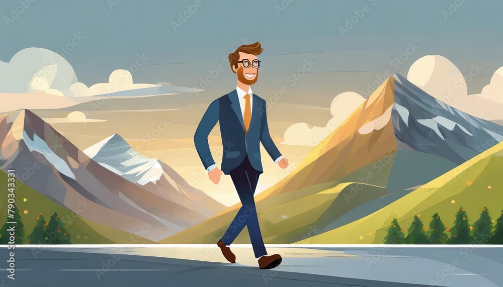 Man character walking animation. Businessman walks, a step by step ...
