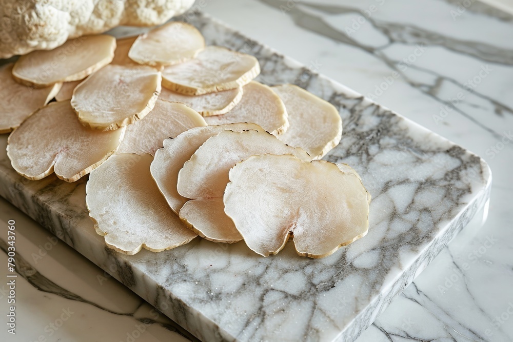 This photo showcases a detailed close-up of a plate of food placed on a ...