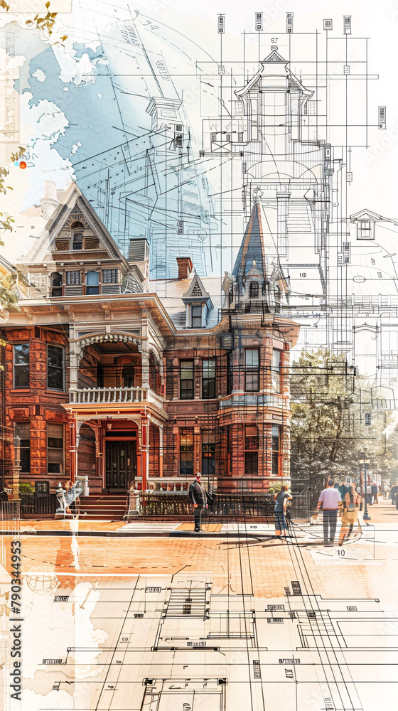 Victorian Architectural Blueprint to Reality Transition, Evolution of ...