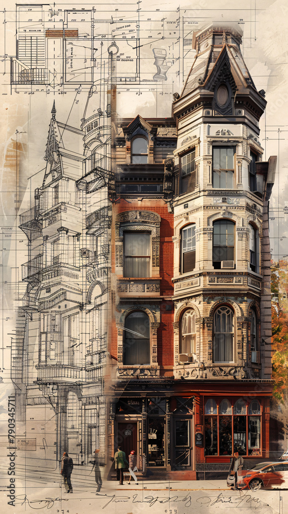 Victorian Architectural Blueprint to Reality Transition, Evolution of ...